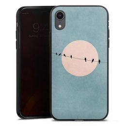 DeinDesign iPhone Xr Handy Silikon H&uuml;lle Case schwarz Handyh&uuml;lle Bird Turquoise Moon