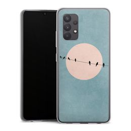 DeinDesign Galaxy A32 4G Handy Silikon H&uuml;lle Case transparent Handyh&uuml;lle Bird Turquoise Moon Silikon Case
