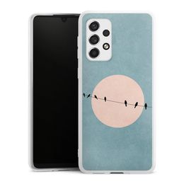 DeinDesign Galaxy A33 5G Handy Silikon H&uuml;lle Case transparent Handyh&uuml;lle Turquoise Bird Moon Silikon Case