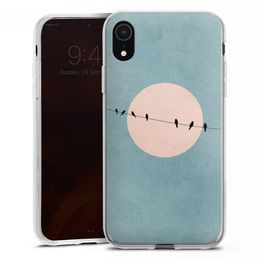 DeinDesign iPhone Xr Handy Silikon H&uuml;lle Case transparent Handyh&uuml;lle Bird Turquoise Moon Silikon Case