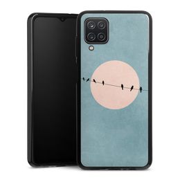 DeinDesign Galaxy A12 Handy Silikon H&uuml;lle Case schwarz Handyh&uuml;lle Turquoise Bird Moon