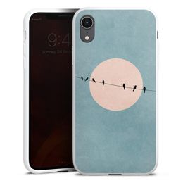 DeinDesign iPhone Xr Handy Silikon H&uuml;lle Case wei&szlig; Handyh&uuml;lle Bird Turquoise Moon Silikon Case