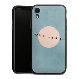 DeinDesign iPhone Xr Handy Premium Silikon H&uuml;lle Handyh&uuml;lle schwarz Case Bird Turquoise Moon Silikon Premium Case