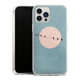 DeinDesign iPhone 13 Pro Max Handy Silikon H&uuml;lle Case transparent Handyh&uuml;lle Bird Turquoise Moon Silikon Case
