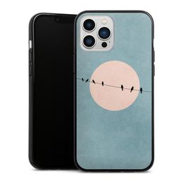 DeinDesign iPhone 13 Pro Max Handy Silikon H&uuml;lle Case schwarz Handyh&uuml;lle Bird Turquoise Moon