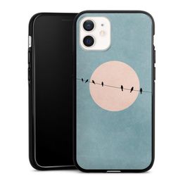DeinDesign iPhone 12 mini Handy Silikon H&uuml;lle Case schwarz Handyh&uuml;lle Bird Turquoise Moon