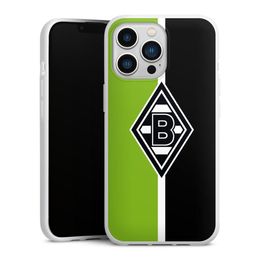 DeinDesign iPhone 13 Pro Handy Silikon H&uuml;lle Case wei&szlig; Handyh&uuml;lle Borussia M&ouml;nchengladbach Gladbach Bundesliga Silikon Case