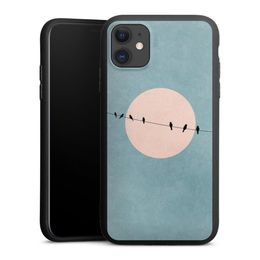 DeinDesign iPhone 11 Handy Premium Silikon H&uuml;lle Handyh&uuml;lle schwarz Case Bird Moon Turquoise Silikon Premium Case