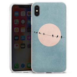 DeinDesign iPhone Xs Max Handy Silikon H&uuml;lle Case transparent Handyh&uuml;lle Bird Turquoise Moon Silikon Case