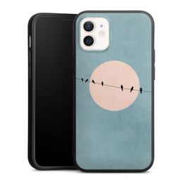 DeinDesign iPhone 12 mini Handy Premium Silikon H&uuml;lle Handyh&uuml;lle schwarz Case Bird Turquoise Moon Silikon Premium Case