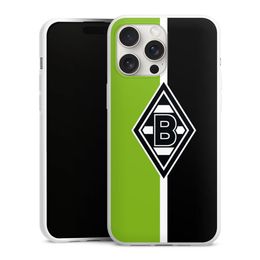 DeinDesign iPhone 15 Pro Max Handy Silikon H&uuml;lle Case wei&szlig; Handyh&uuml;lle Borussia M&ouml;nchengladbach Gladbach Bundesliga Silikon Case