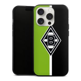 DeinDesign iPhone 15 Pro Handy Slim Case extra d&uuml;nn Silikon Handyh&uuml;lle schwarz H&uuml;lle Borussia M&ouml;nchengladbach Gladbach Bundesliga Silikon Slim Case