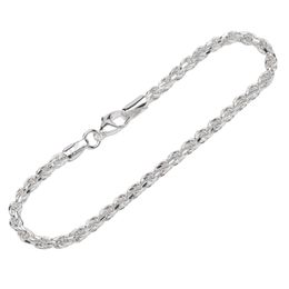 NKlaus Silberarmband Armband 925 Sterling Silber 19cm Kordelkette diama (1 Stück), Made in Germany, silberfarben