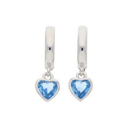 JuwelmaLux Paar Creolen Kinder Creolen Herz Silber hellblau Zirkonia JL10-06-2452 (kein Set, 2-tlg., inkl. edelm Schmucketui), blau|silberfarben