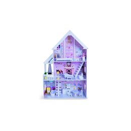 Moni Puppenhaus Holz 4127 Cinderella 15-tlg. Möbelset 3 Etagen 4 Zimmer Terrasse lila