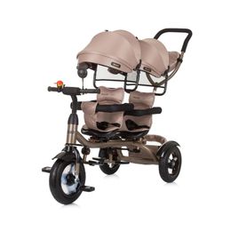 Chipolino Tricycle Dreirad 2Play zwei Kinder bis 50 kg Gummireifen Lenkstange beige braun