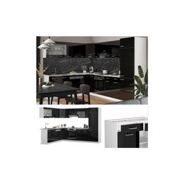 VICCO Eckk&uuml;che R-Line Solid Wei&szlig; Schwarz 287x227 cm modern K&uuml;chenschr&auml;nke K&uuml;chenm&ouml;bel