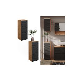 VICCO Midischrank Irma Eiche Anthrazit 30 x 81 cm 1 Schublade 2 Fächer Badezimmer