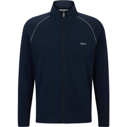BOSS Loungewear-Sweatjacke, Stehkragen, Logo-Stickerei, für Herren, blau, M