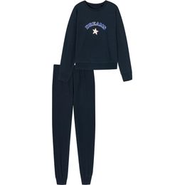 Schiesser Nightwear Organic Cotton Schlafanzug, Baumwolle, Print, für Kinder, blau, 140