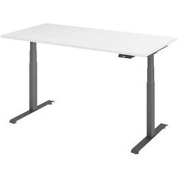 Neutral Base Lite elektrisch höhenverstellbarer Schreibtisch weiß rechteckig, T-Fuß-Gestell grau 160,0 x 80,0 cm