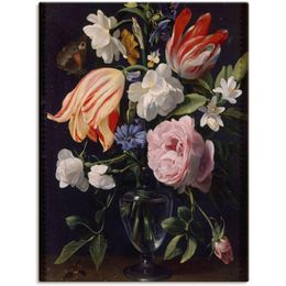 Artland Leinwandbild Vase mit Blumen. 1637, Blumen (1 St), auf Keilrahmen gespannt, braun