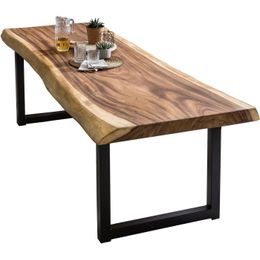 Sit Baumkantentisch, 8 cm Massivholzplatte mit Baumkante wie gewachsen, beige|schwarz