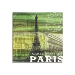 Artland Leinwandbild Paris Collage - grün, Gebäude (1 St), auf Keilrahmen gespannt, grün