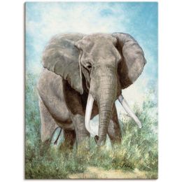 Artland Leinwandbild Elefant, Wildtiere (1 St), auf Keilrahmen gespannt, grau