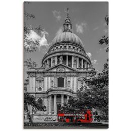 Artland Leinwandbild London St. Paul’s Cathedral & Roter Bus, London (1 St), auf Keilrahmen gespannt, schwarz