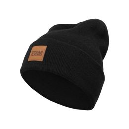 Urban Classics Beanie Urban Classics Unisex Synthetic Leatherpatch Long Beanie (1-St), schwarz