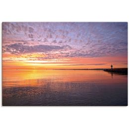 Artland Leinwandbild Sonnenaufgang am Ostseestrand I, Bilder vom Sonnenuntergang & -aufgang (1 St), auf Keilrahmen gespannt, beige