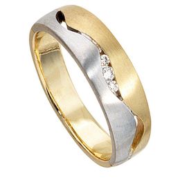 Jobo Diamantring Ring mit 3 Diamanten, 585 Gold bicolor, gelb|goldfarben