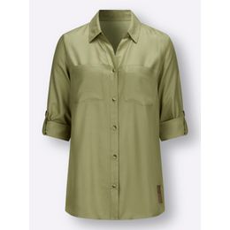 WITT Damen Longbluse aus reiner Viskose, taubenblau, Gr&ouml;&szlig;e 36
