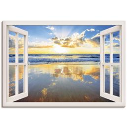 Artland Leinwandbild Fensterblick Sonnenaufgang Ozean, Fensterblick (1 St), auf Keilrahmen gespannt, weiß