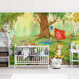 MICASIA Selbstklebende Tapete Kinderzimmer - Kleiner Tiger - Tarnstreifen für alle - Fototapete Querformat Größe HxB: 190cm x 288cm