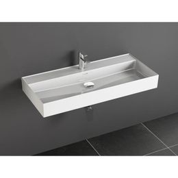 Waschbecken modernes Loft Air Design weißer Waschtisch aus Keramik hochwertiger Möbelwaschtisch für das Badezimmer, 1012x466x120 mm - Aqua Bagno
