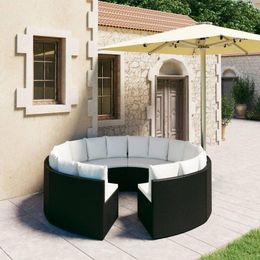 8-tlg. Garten-Sofagarnitur Gartenmöbel-Set Sitzgruppe Garten-Lounge-Set mit Auflagen Poly Rattan Schwarz FRJR270018 MAISONCHIC