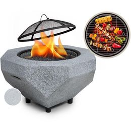 Blumfeldt Feuerschale, Tragbare Feuerstelle Outdoor, Feuerschalen für den Garten, Terrasse & Camping, Feuerschale mit Grillrost & Holzlagerfach, Sichere