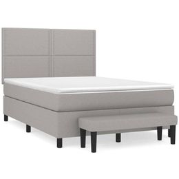 MAISONCHIC Bettgestell mit Matratze,Betten für Erwachsene,Boxspringbett,Schlafzimmerbett Hellgrau 140x200 cm Stoff -Maison 95607 - Grau