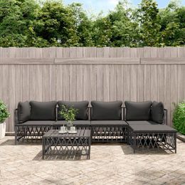 6-tlg. Garten-Lounge-Set Gartenmöbel-Set Terrassen-Sitzgruppe mit Kissen Anthrazit Stahl ZDEH35503 MAISONCHIC