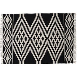 ebuy24 Indari Teppich 240x170 cm Wolle schwarz, weiß.