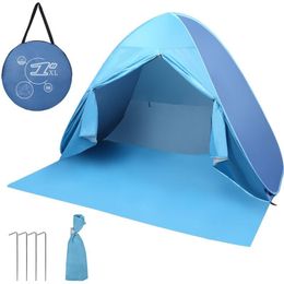 Pop Up Strandmuschel Tent Strandzelt faltbar Wasserfest Windschutz uv 50+ Wurfzelt - blau - Swanew