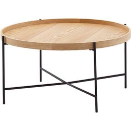 FineBuy Couchtisch 78x78x40 cm Sofatisch Holz / Metall Wohnzimmertisch Eiche, Design Stubentisch Modern Rund, Holztisch Kaffeetisch, Tisch Wohnzimmer