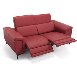 Leder 2-Sitzer amaro Rot 196 x 108 x 97 cm Füße: Schwarz - Rot - Sofanella