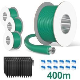 400m Begrenzungskabel für Mähroboter + 1400 Erdspieße + 48 Kabelverbinder - Grün - Tolletour