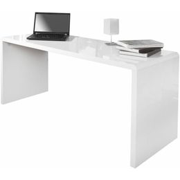 Licht-Erlebnisse Schreibtisch schmal Weiß 160 x 75 x 60c m Modern pc Tisch Arbeitstisch - Weiß Hochglanz