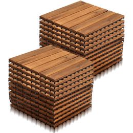 TolleTour 22er Set Holzfliesen Akazie 2m² Terrassenfliesen Klickfliesen Mosaik Klassik 30x30cm - Braun