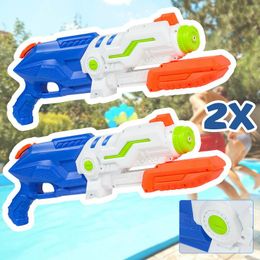 Tolletour - 2x Wasserpistole Wasserspielzeug Reichweite Wasser-Pistole Spielzeug 11M 1030ML