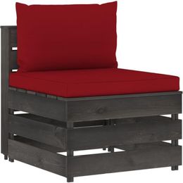 Modulares Mittelsofa mit Kissen,Gartensofa Grau Imprägniertes Holz vidaXL